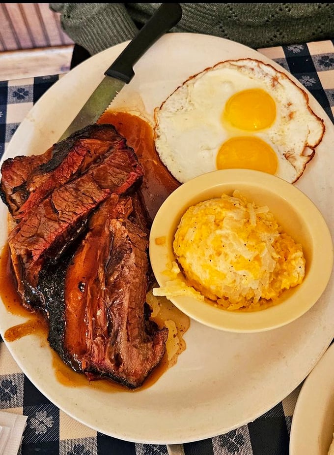 Brisket for breakfast? When it's this gloriously smoky and paired with those golden-yolked eggs, it's not a question.