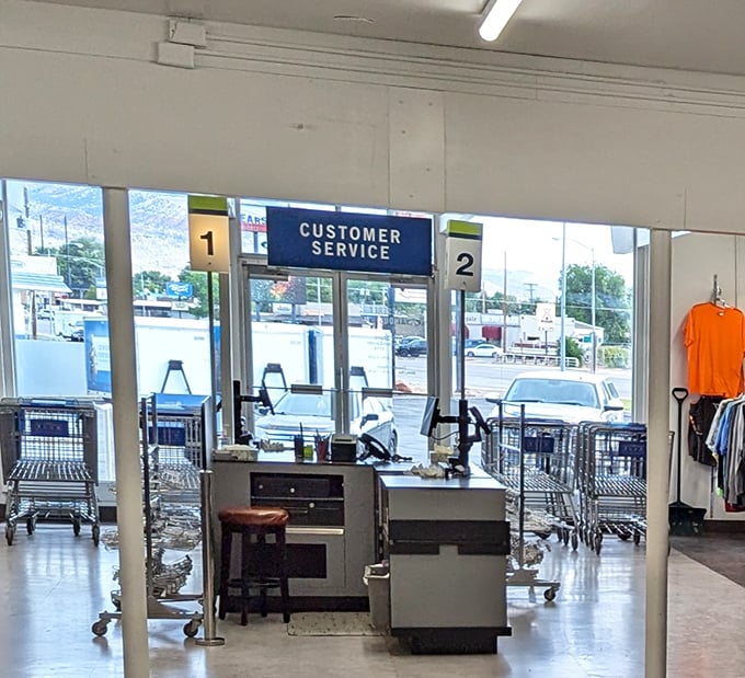 The customer service area stands ready to process your eclectic haul without judging your questionable decorating choices or impulse purchases.