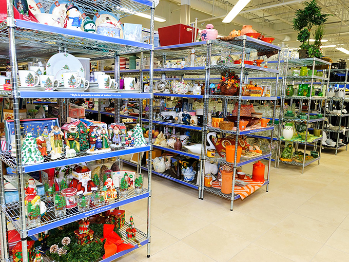 Holiday decorations and housewares galore! One person's decluttered shelf becomes another's perfectly eclectic home accent collection.