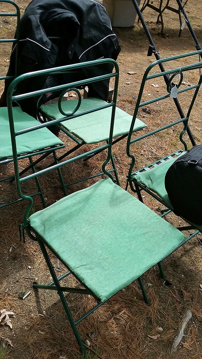 These mint-green folding chairs have survived decades and are still ready for your next backyard gathering or concert.