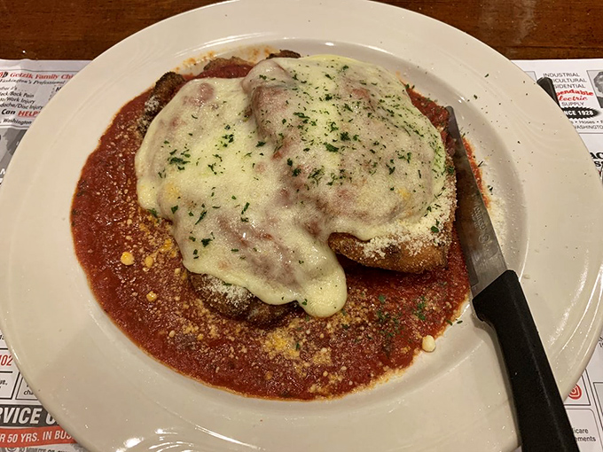 Chicken Parmigiana that doesn't just satisfy hunger&mdash;it creates a momentary crisis where you question saving room for dessert.