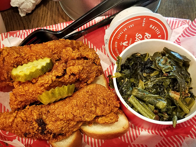 Golden-brown tenders that make you question why you ever wasted time eating chicken any other way. The pickle is non-negotiable.