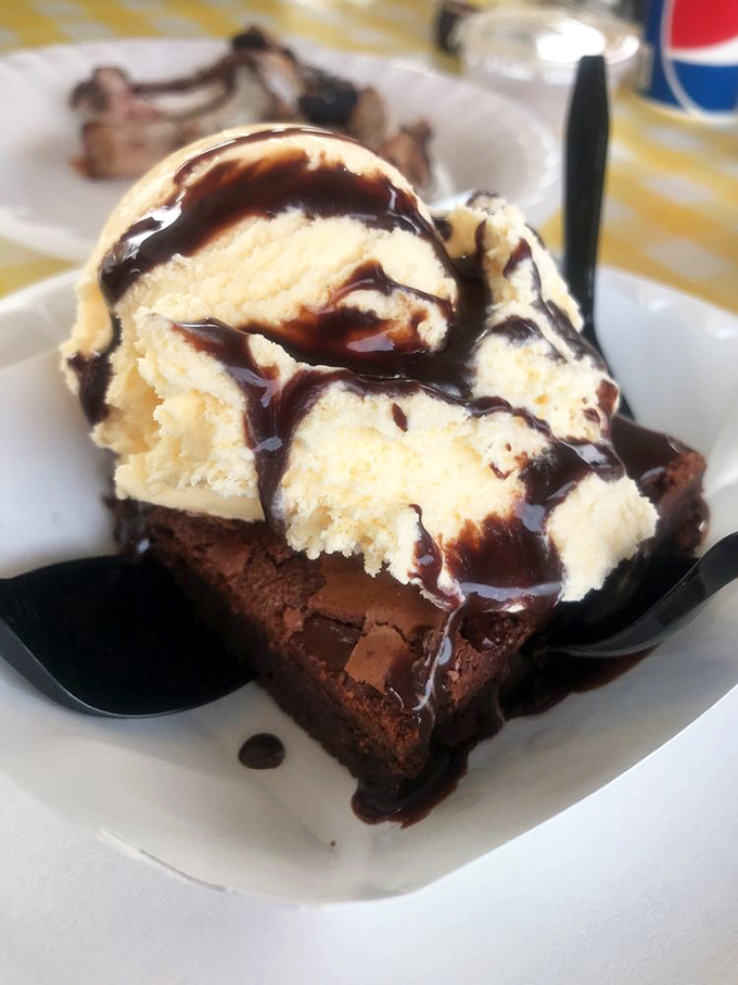 That brownie and ice cream combo looks like dessert heaven decided to open a branch office.