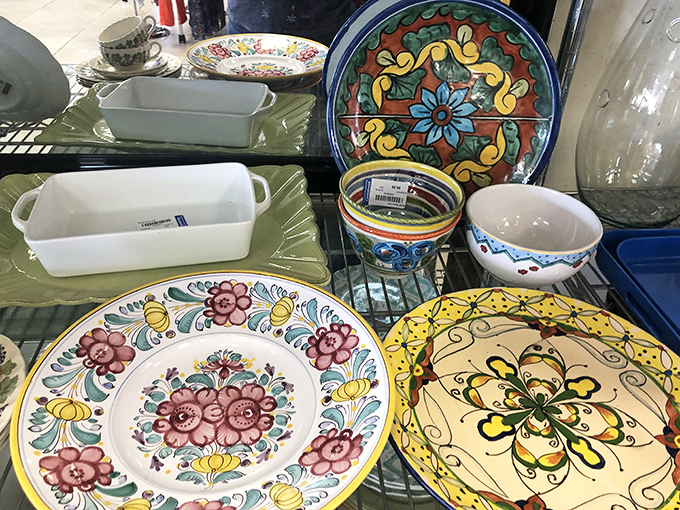 Hand-painted ceramics that bring Mediterranean sunshine to Florida tables. These colorful dishes have already hosted countless meals and are ready for more.