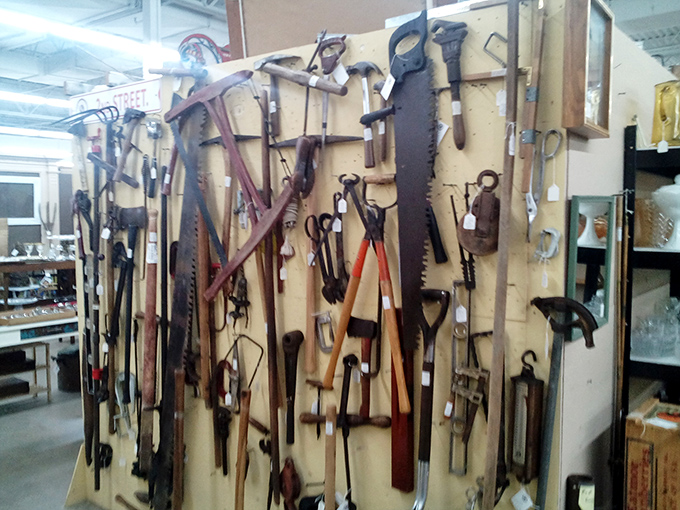 Antique tools displayed like museum pieces &ndash; back when things were built to outlast their owners' grandchildren.