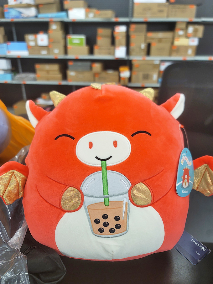 Even mythical creatures need bubble tea! This adorable plushie proves that treasure hunting sometimes yields the cutest unexpected finds.