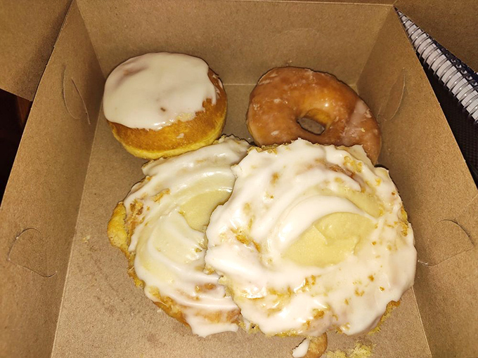 Donuts that would make Homer Simpson weep tears of joy. The glaze-to-dough ratio here represents mathematical perfection rarely achieved outside NASA.