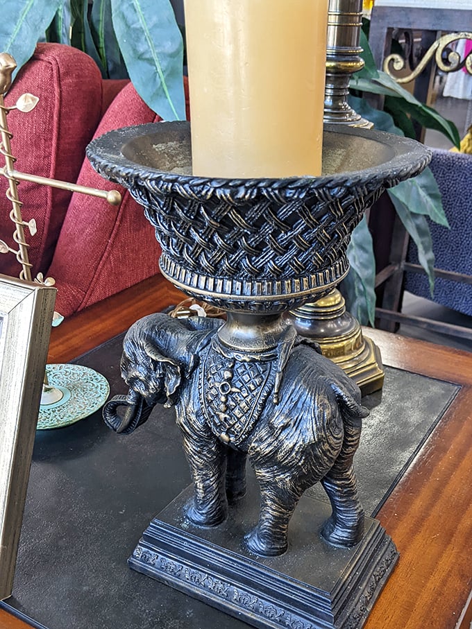 An elephant never forgets, and neither will guests who spot this ornate candle holder gracing your side table&mdash;yesterday's donation, today's statement piece.
