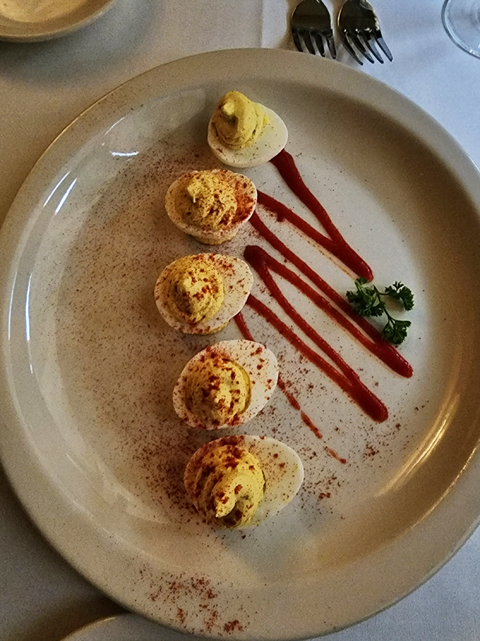 Deviled eggs elevated to art form &ndash; these aren't your grandmother's picnic staples unless grandma was secretly a culinary genius.