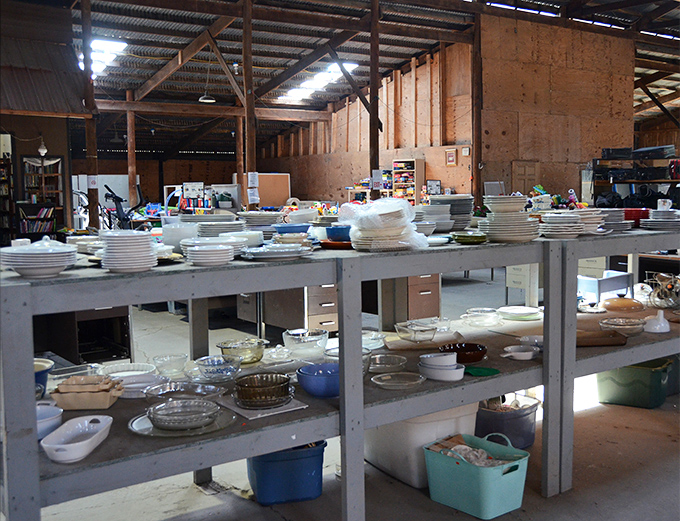 Dish-lover's dream! Enough plates, bowls, and serving pieces to host a dinner party for the entire population of a small Illinois town.