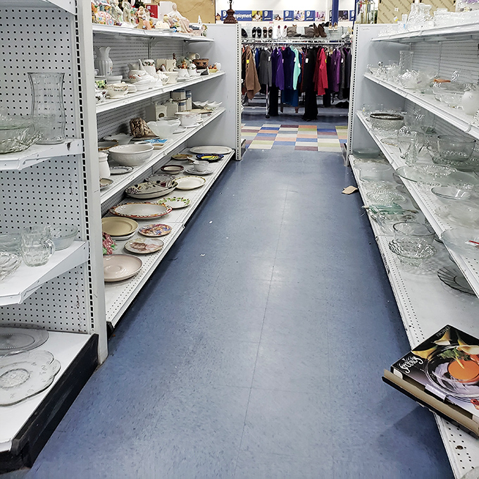 Aisle after aisle of dishes and glassware &ndash; where your grandmother's china pattern might be hiding among forgotten treasures. 