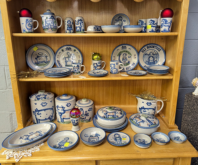 Blue and white dinnerware that would make your grandmother both proud and jealous. Each piece tells stories of Sunday dinners past.