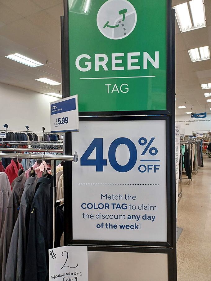 The color-coded tag system adds another layer of thrill to the hunt—40% off green tags today means the bargains just got even sweeter.