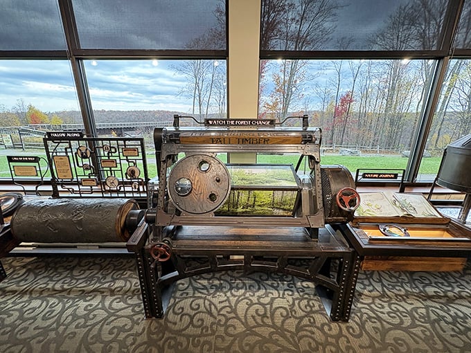 Industrial chic before it was trendy! This vintage timber equipment showcases the region's rich logging history with mechanical elegance.