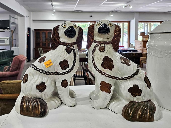 These ceramic dogs aren't just decorative&mdash;they're judging your other home d&eacute;cor choices with their permanently surprised expressions.
