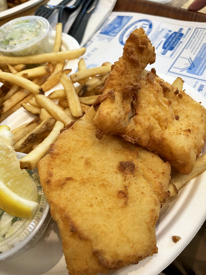 Flaky white fish in a golden jacket of batter&mdash;crackly, tender, and unapologetically classic. The kind of meal that makes malt vinegar feel fancy.