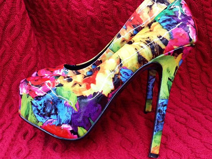 These psychedelic platform heels aren't just shoes&mdash;they're wearable art that screams "I'm the most interesting person at this party!"