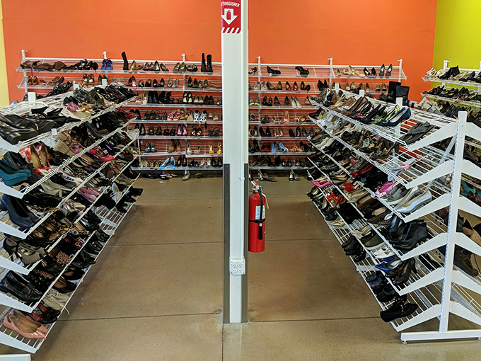 The shoe section rivals small boutiques with its meticulous organization. Somewhere in these racks, your next favorite pair awaits, barely broken in and begging for adventures.
