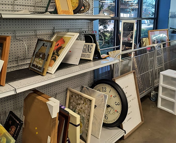 The wall art selection offers everything from "grandma's attic" to "surprisingly sophisticated"&mdash;someone's discarded memories waiting for new walls.