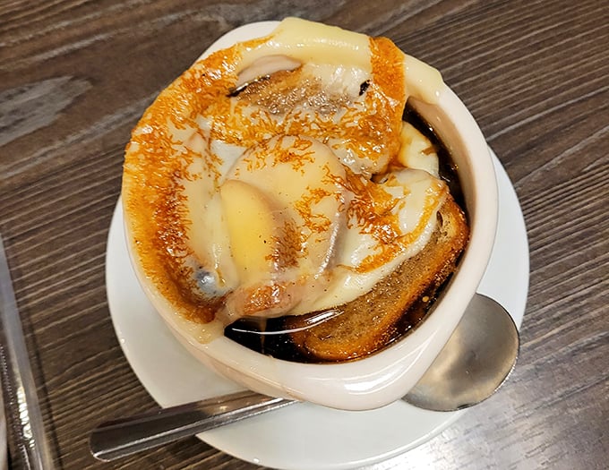 French onion soup that doesn't just warm your body but hugs your soul &ndash; that cheese pull deserves its own Instagram account.