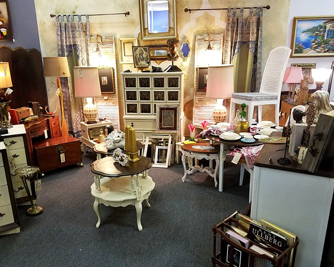 Shabby chic meets French provincial in this elegantly curated furniture booth. Your grandmother would approve, and so would your interior designer.