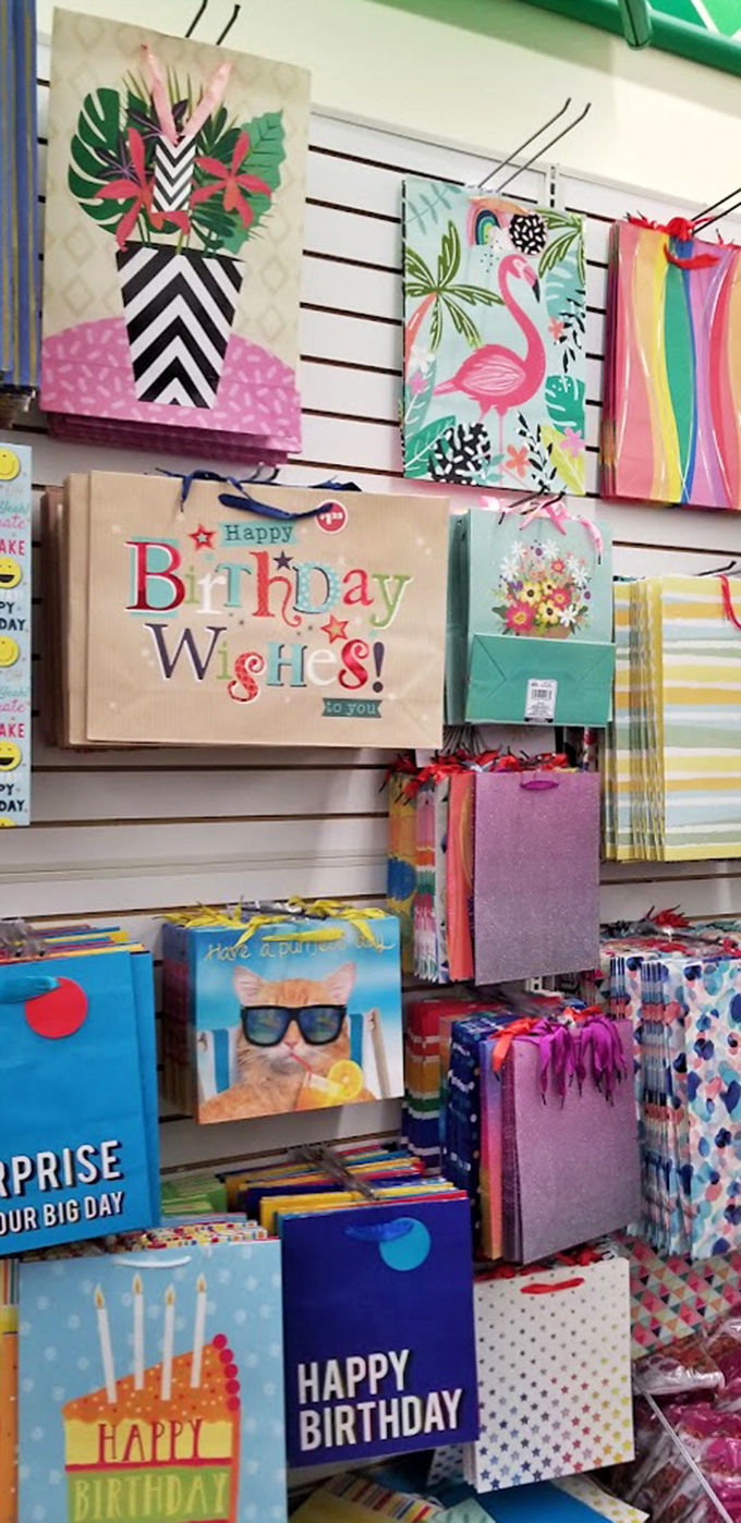 Birthday wishes come in all shapes, sizes, and adorable cat photos. The gift bag selection rivals specialty stores at a fraction of the cost.