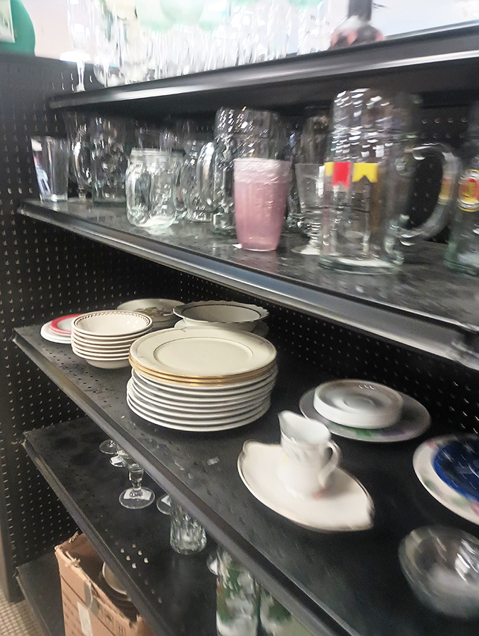 Mismatched dishes with matching potential. These plates and glasses have hosted countless meals and are ready for an encore performance at your dinner table.