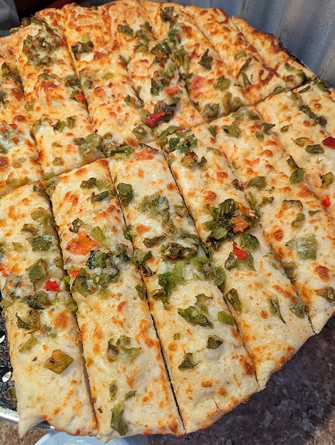 The green chile garlic cheese bread&mdash;New Mexico's answer to "how can we make cheese bread even better?" Turns out, quite brilliantly.