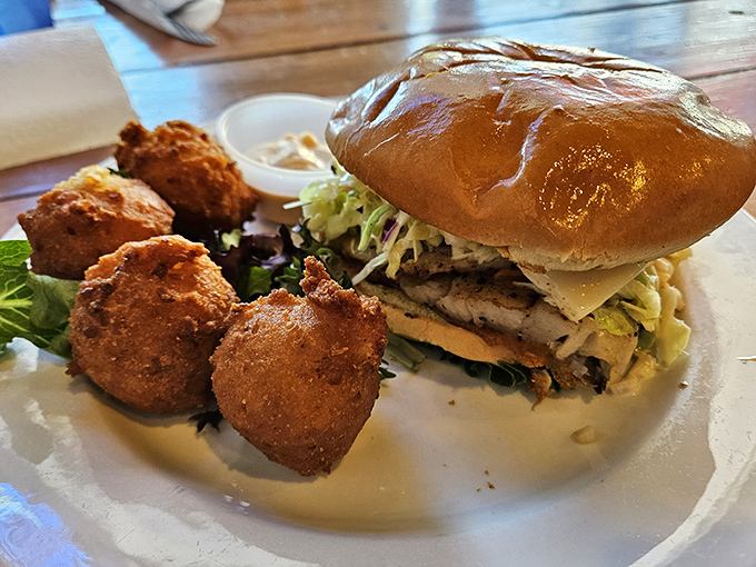This grouper sandwich with golden hush puppies is the Florida equivalent of a royal feast&mdash;no crown required, just a healthy appetite.