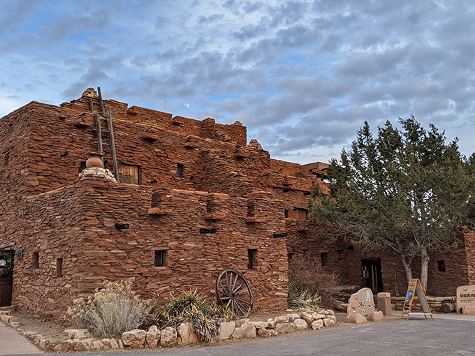 Hopi House stands as a testament to indigenous architecture near the canyon rim. Fred Harvey and Mary Colter's vision of cultural tourism still resonates today. 