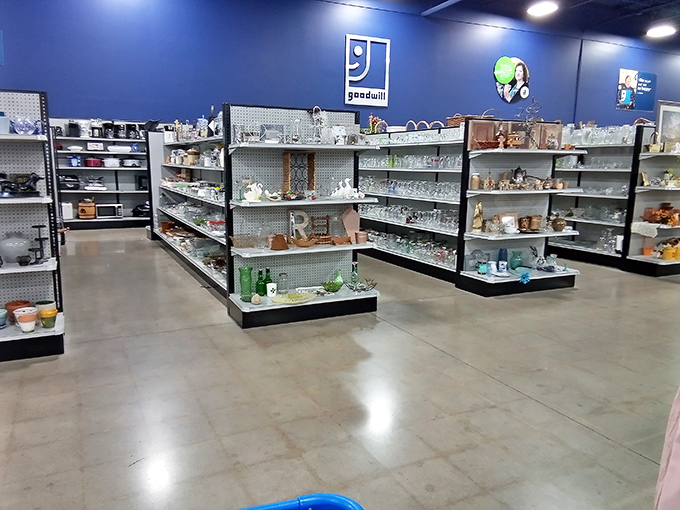 Housewares heaven! Shelves lined with forgotten kitchen treasures and tchotchkes that once graced someone else's mantel.