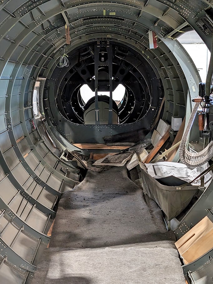 Peek inside a B-17's fuselage and you'll wonder how crews endured these cramped quarters at 25,000 feet while dodging flak. The original tiny house movement.