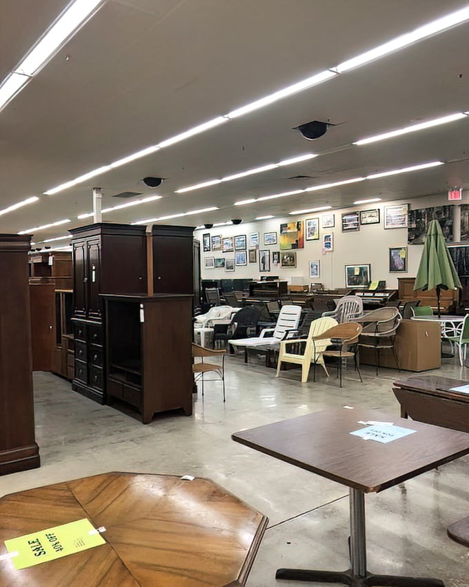 Where entertainment centers go to find their second act &ndash; surrounded by enough chairs to seat the entire cast of "Cheers."