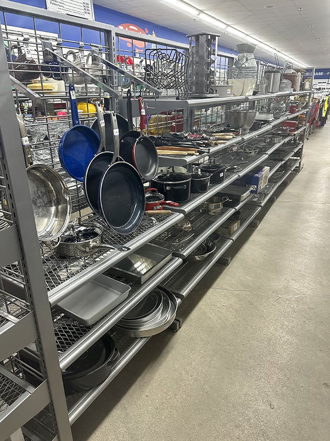 Pots and pans hanging like culinary medals of honor. Some have flipped more pancakes than an IHOP, others barely escaped their original packaging.