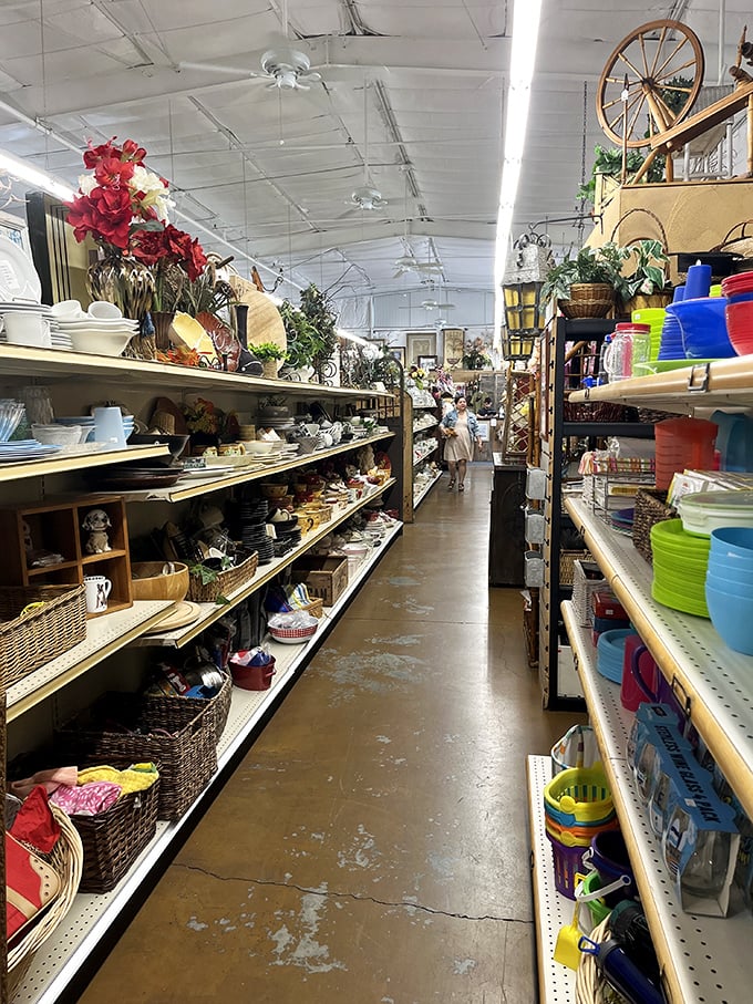 Kitchen treasures line both sides of this aisle. One person's discarded pasta maker is another's future Sunday ravioli empire.
