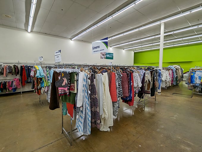 The linens section—where someone else's "doesn't match my new decor" becomes your "perfect for the guest room" at a price that feels almost illegal.