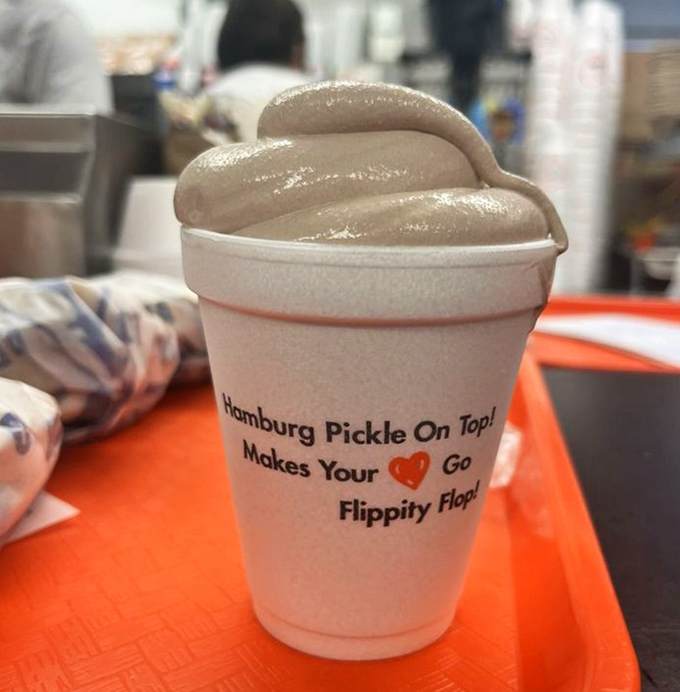 "Hamburg Pickle On Top! Makes Your Heart Go Flippity Flop!" isn't just cute marketing&mdash;it's the mantra of a malt that's thick enough to require serious straw commitment.