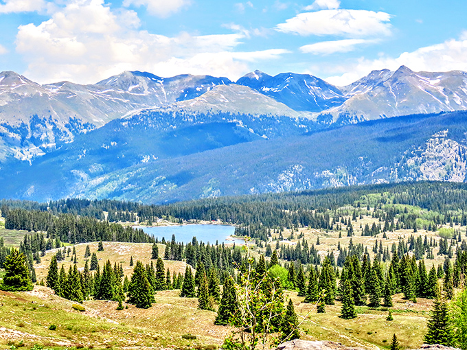 Mountain vistas that remind you why Colorado license plates are worth the extra ego boost when visiting flatlander states.