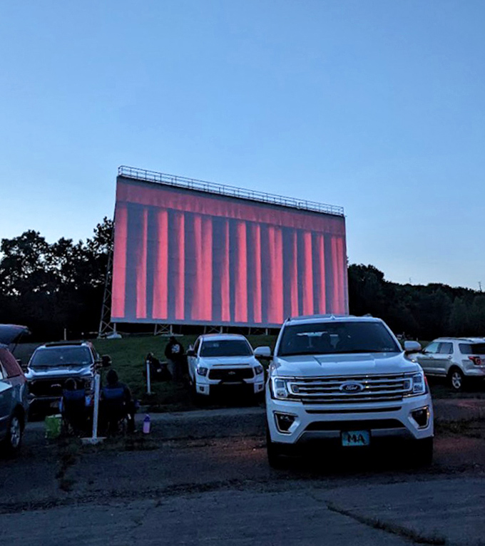 That magical moment when day surrenders to dusk and the Circle Drive-In screen glows with cinematic promise against a watercolor Pennsylvania sky.