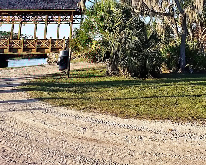 Where sandy paths meet architectural beauty. The approach to the bridge offers that perfect "I've discovered something special" moment.