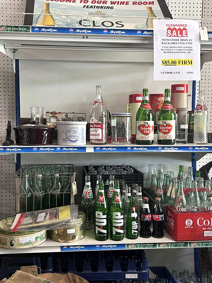 The "Wine Room" display offers a fizzy trip down memory lane with 7UP bottles and Suburban Club sodas from Baltimore's beverage heyday.