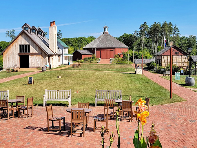 Who needs a mall when you've got this charming village green? The brick pathways practically beg for a leisurely stroll between historic buildings.