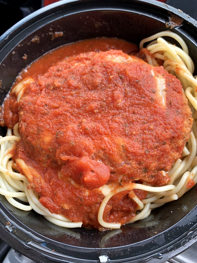 Spaghetti with red sauce – proof that sometimes the simplest dishes require the most respect. This isn't fancy; it's just right.