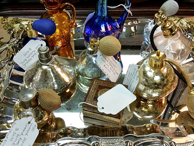 A collection of perfume atomizers that would make Coco Chanel swoon. Each bottle promises to transform you into someone slightly more glamorous than yesterday.