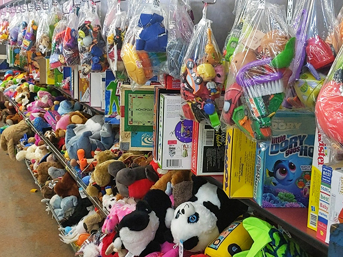 Stuffed animal mountain &ndash; where childhood companions wait for their next adventure with the patience of Buddhist monks.