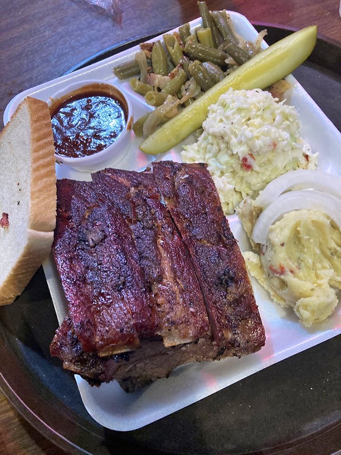 Behold the ribs&mdash;their bark so perfect it should be in a museum, sitting alongside potato salad that didn't come from any grocery store.