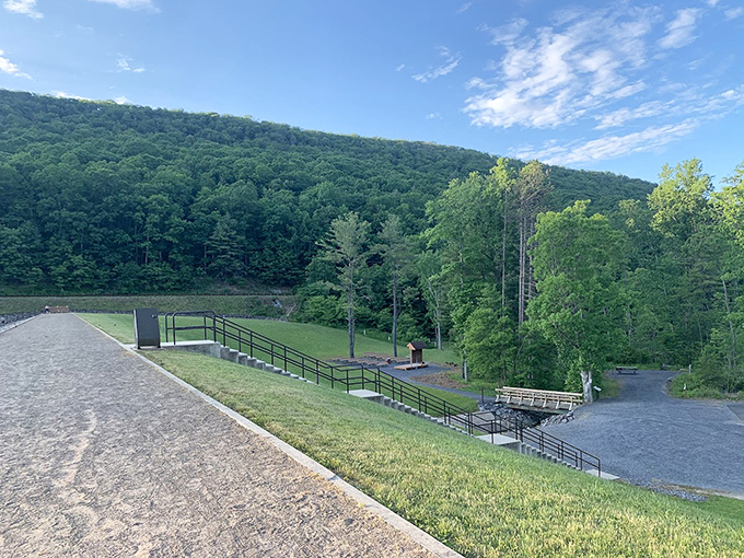 Engineering meets wilderness at the dam overlook. The perfect spot to contemplate both human ingenuity and nature's raw power.