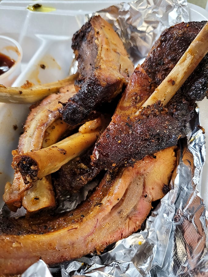 These ribs have that perfect bite &ndash; not falling off the bone (amateurs!), but surrendering with just enough resistance to remind you what you're eating.