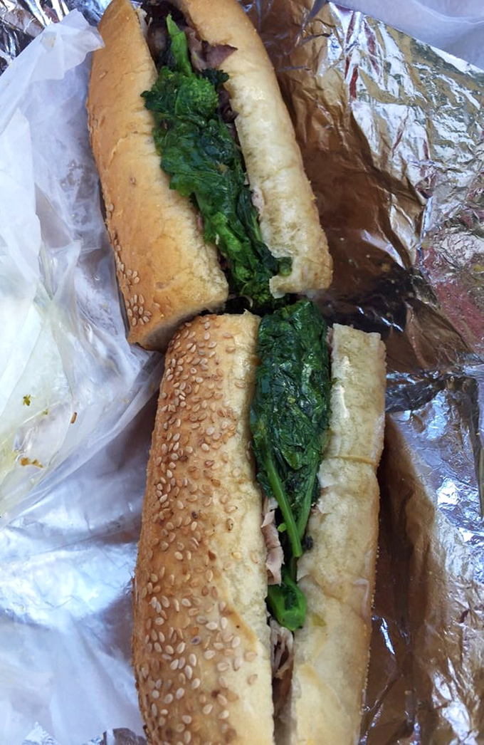 The roast pork with broccoli rabe&mdash;Philly's unsung sandwich hero. Tender meat meets bitter greens in a romance that puts most rom-coms to shame.