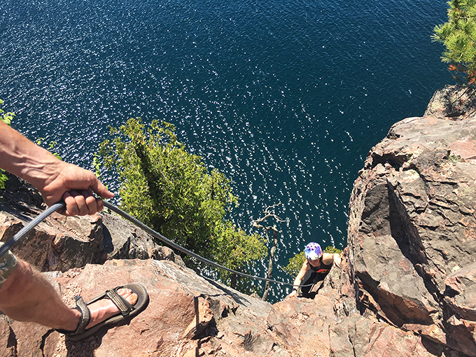 Vertical adventure with a side of vertigo! Tettegouche's cliff climbing offers thrills that make roller coasters seem like rocking chairs.